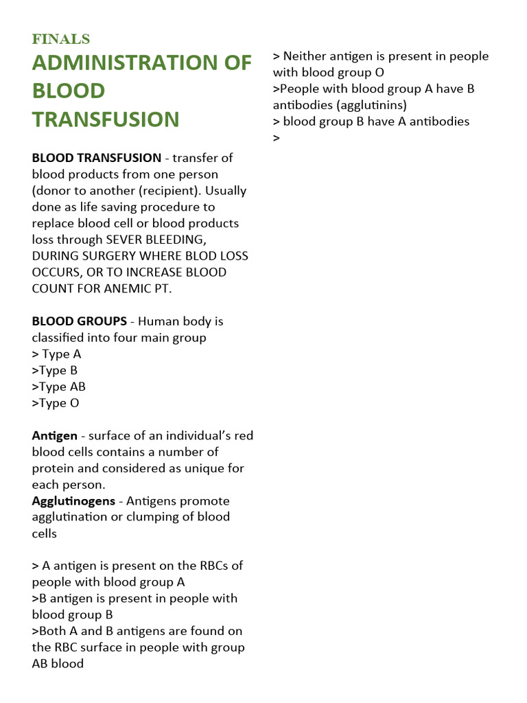 Administration of Blood Transfusion | PDF