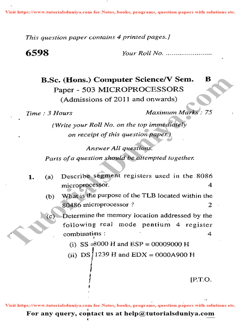 Microprocessor Question Paper 2015 - Tutorialsduniya | PDF | Computer ...