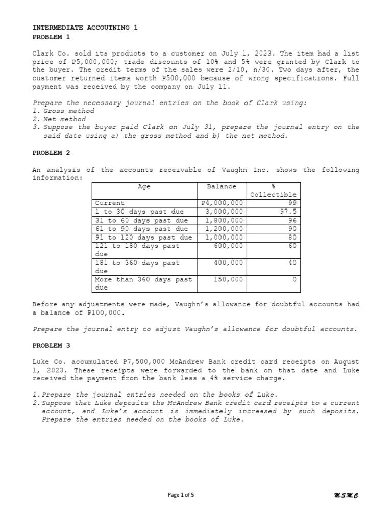 Receivables Handouts | PDF | Credit Card | Banks