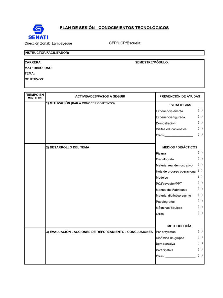 Formato Del Plan de Sesion - Conocimientos Tecnologicos | PDF | Aprendizaje