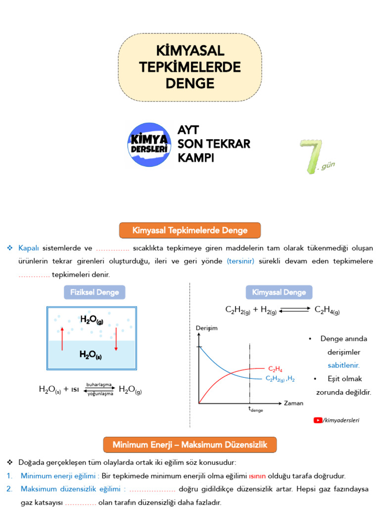 7-Kimyasal Tepkimelerde Denge | PDF