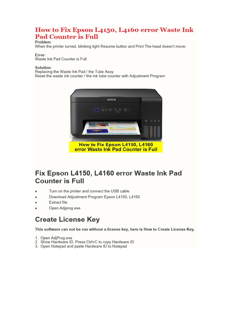 How To Fix Epson L4150 | PDF