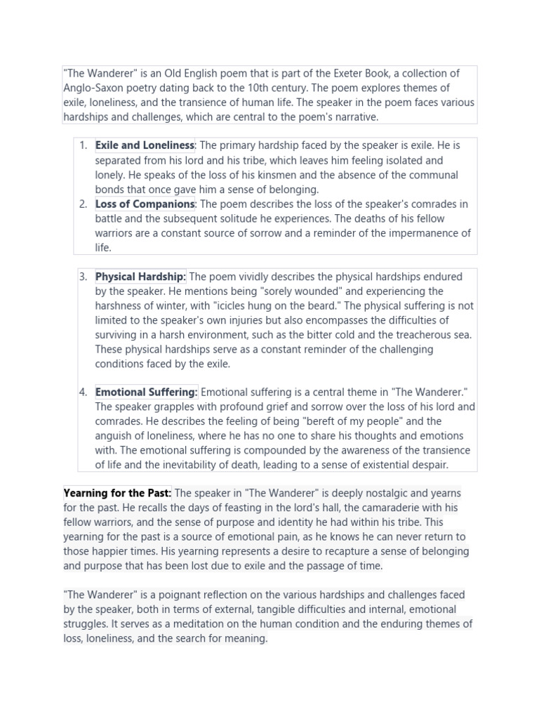 The Wanderer | PDF | Emotions | Psychology