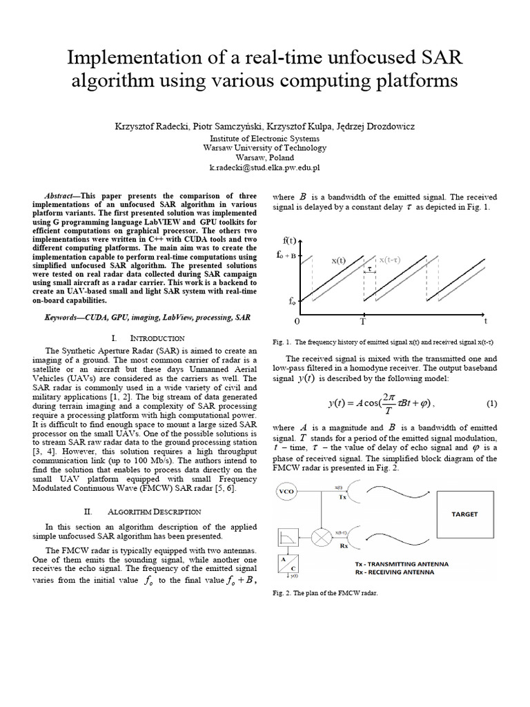 Fft In Sar Pdf Graphics Processing Unit Fast Fourier Transform