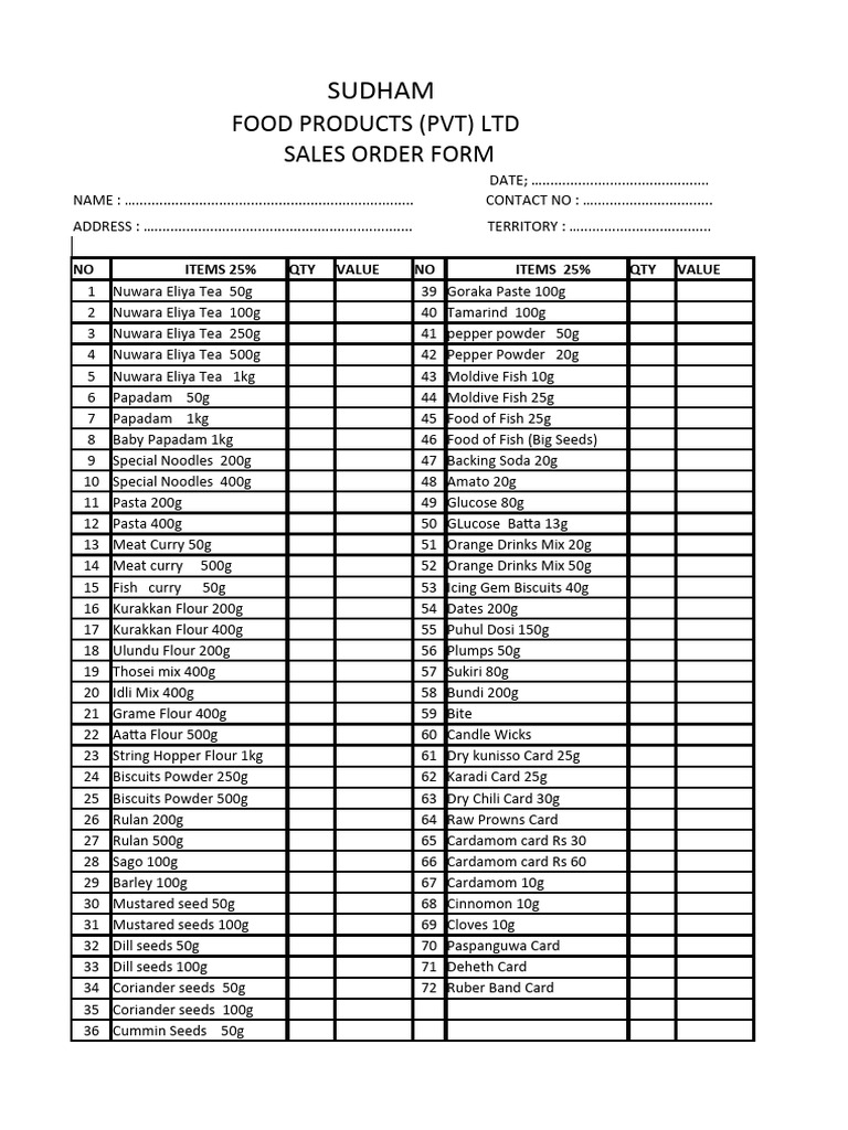 Order Form New | Download Free PDF | Foods | Cuisine