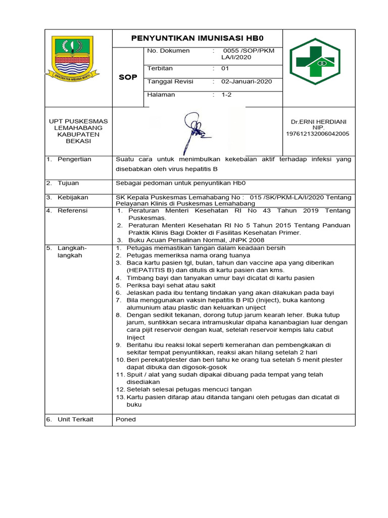 30 Sop Penyuntikan Hbo | PDF