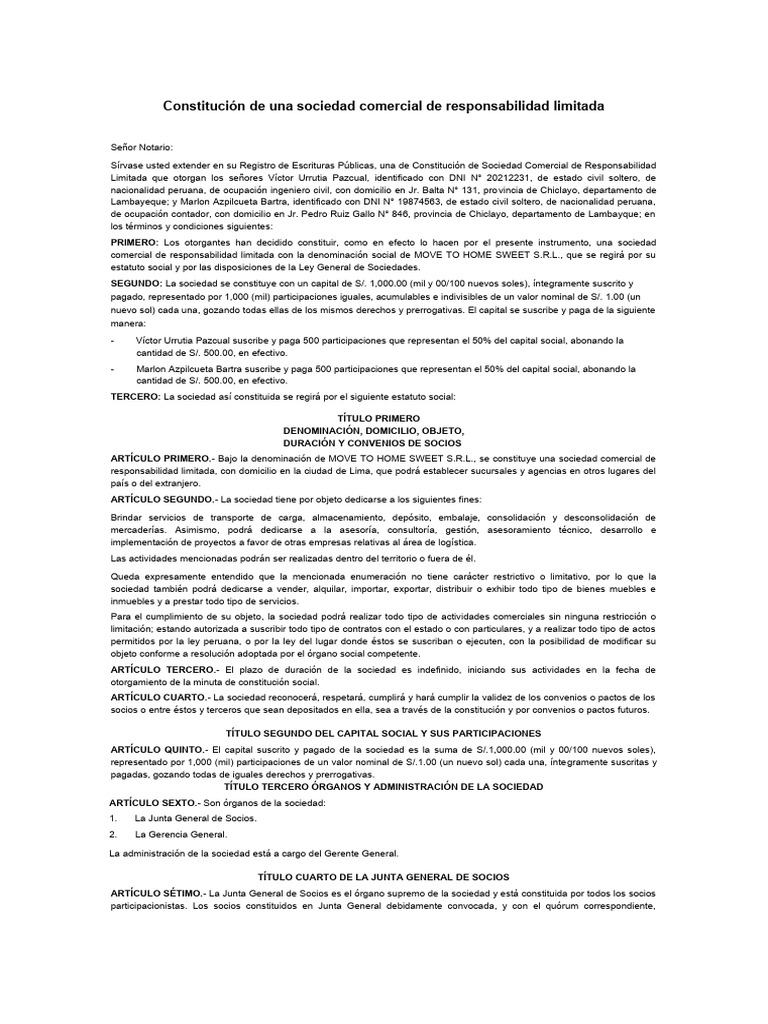 Sociedad Comercial de Responsabilidad Limitada - SRL | PDF | Sociedad de responsabilidad ...