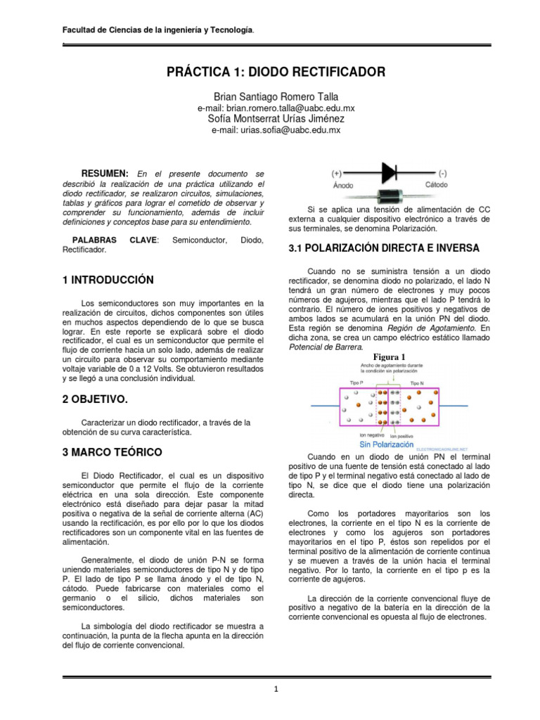 Práctica 1 | PDF | Diodo | Semiconductores