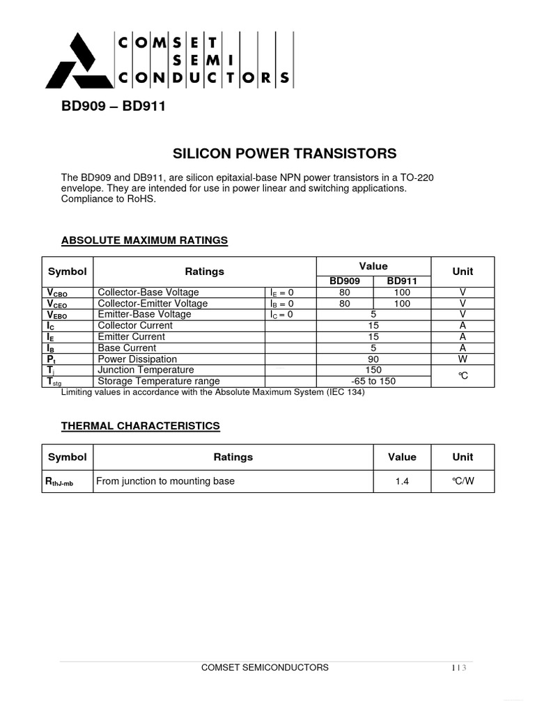 Data Sheet | PDF | Bipolar Junction Transistor | Semiconductors