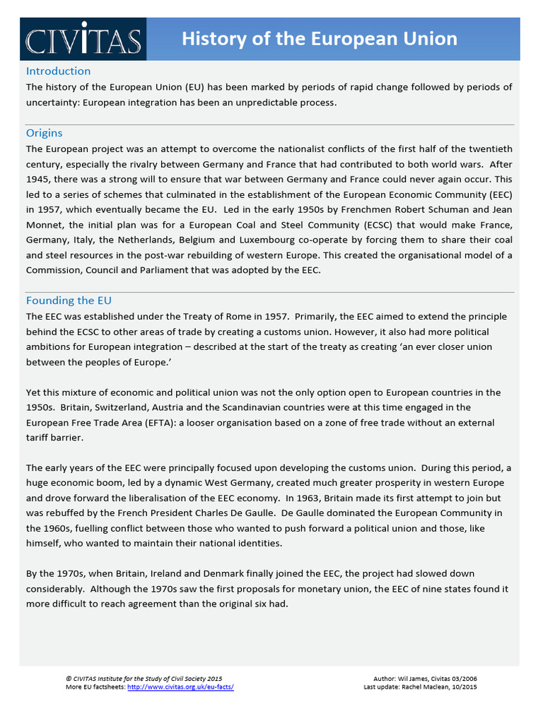 History of European Union | PDF | European Union | Forms Of Government