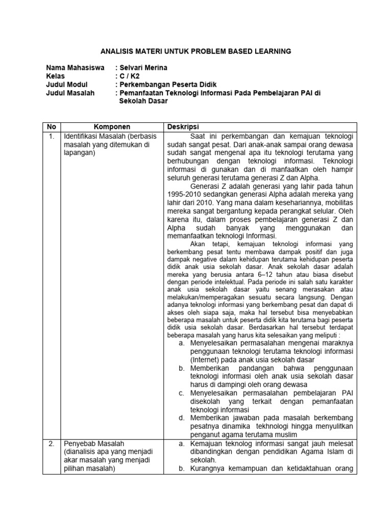 Selvari Merina Pbl Perkembangan Peserta Didik Pdf