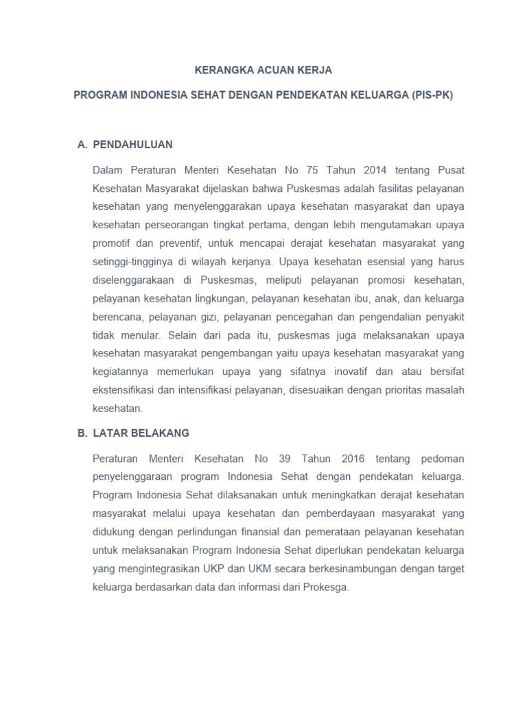 Kerangka Acuan Kerja | PDF