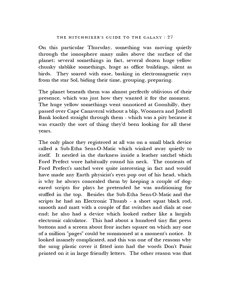 Hitchhikers Guide To The Galaxy | PDF