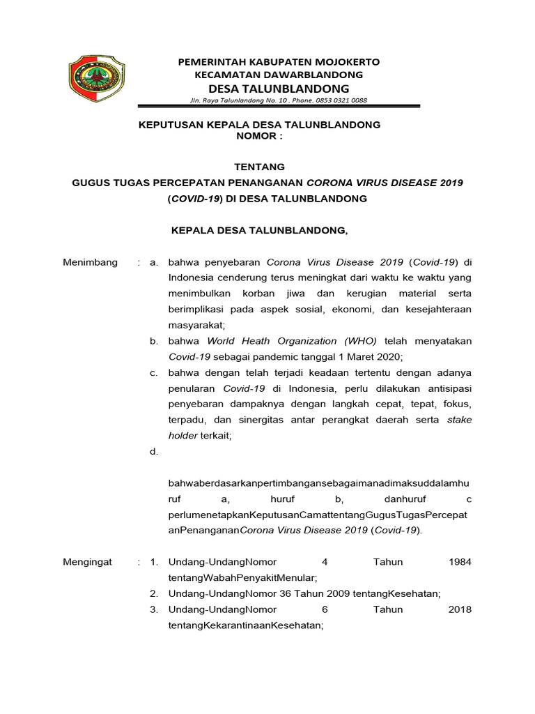 SK Gugus Tugas | PDF