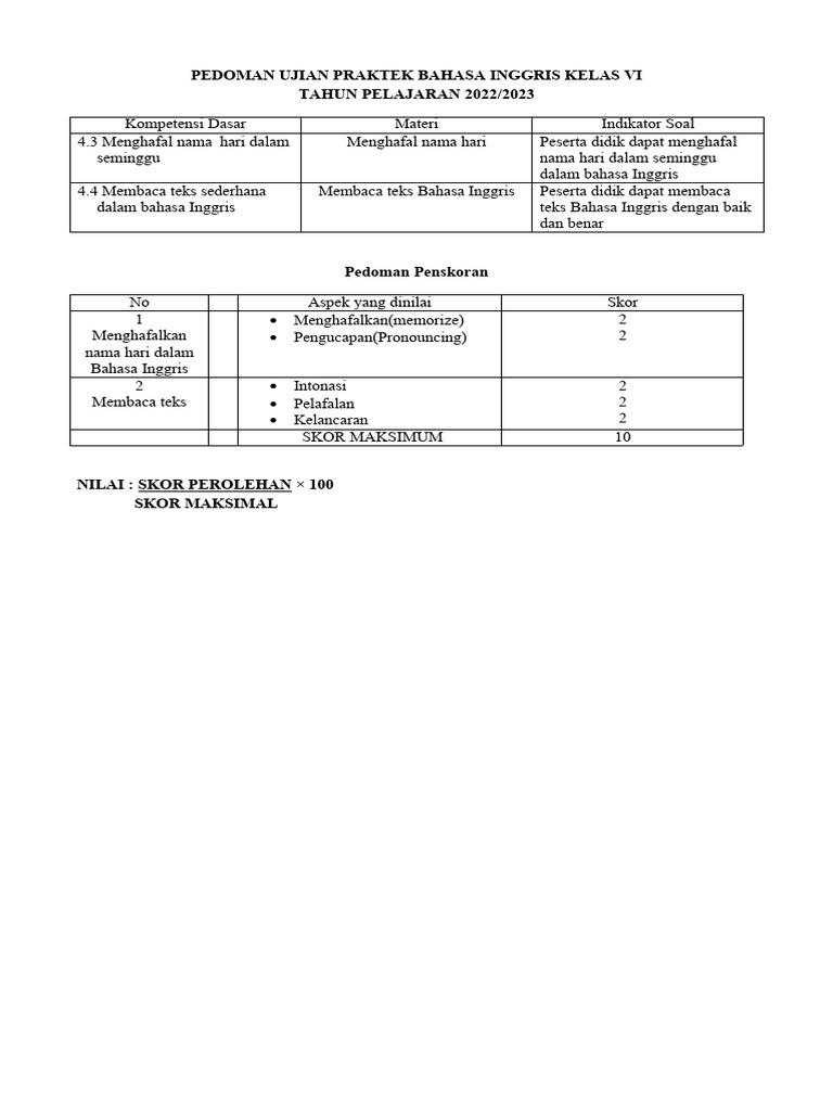 SOAL UJIAN PRAKTEK B. INGGRIS KLS 6-Dikonversi | PDF | Seni & Disiplin Bahasa