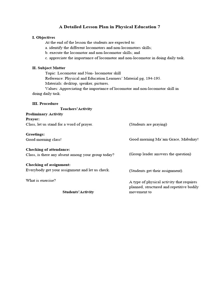 Locomotor and Non - Locomotor Skill | PDF | Anatomical Terms Of Motion