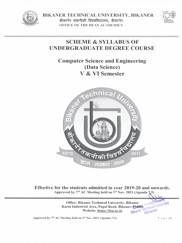 B.tech CSE (DS) V & VI Sem Scheme&Syllabus | PDF