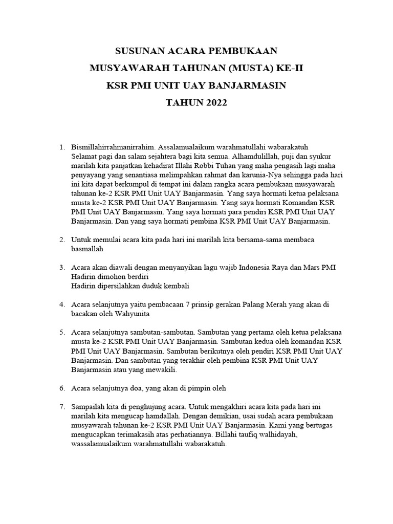 Susunan Acara Musta | PDF