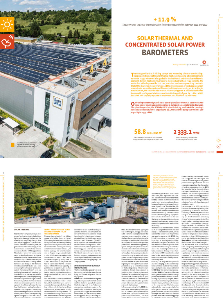 EurObservER Solar Thermal CSP Energy Barometer 2023 | PDF
