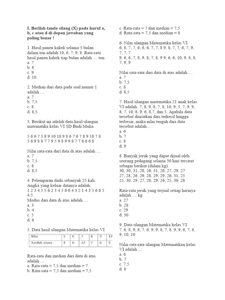 Les Kelas 5 Semester 2 Matematika Penyajian Data Vander | PDF