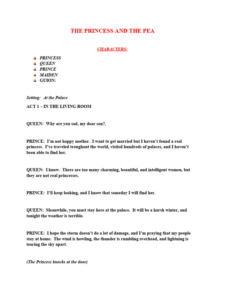 The Princess And The Pea Pdf Bed