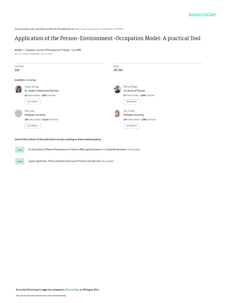 Occupational Therapy Model Guide | PDF