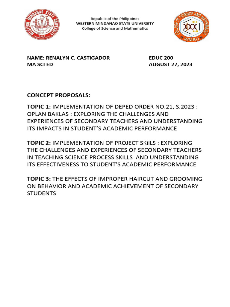 Rena Concept Proposals | PDF | Science | Teachers