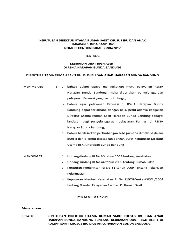 SKP SK Obat High Alert (OKE) | PDF