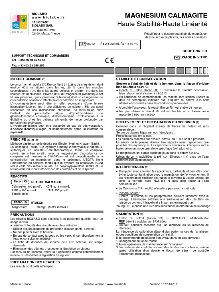 Magnésium Calmagite | PDF | Magnésium | Chimie