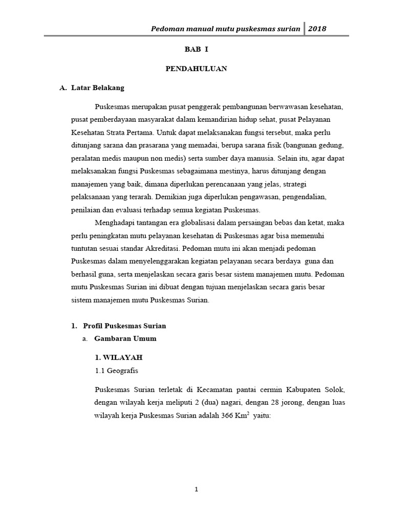 Ep 3.1.1.3 Pedoman Manual Mutu Pusk Surian Oke | PDF | Ilmu Sosial | Pengembangan Diri