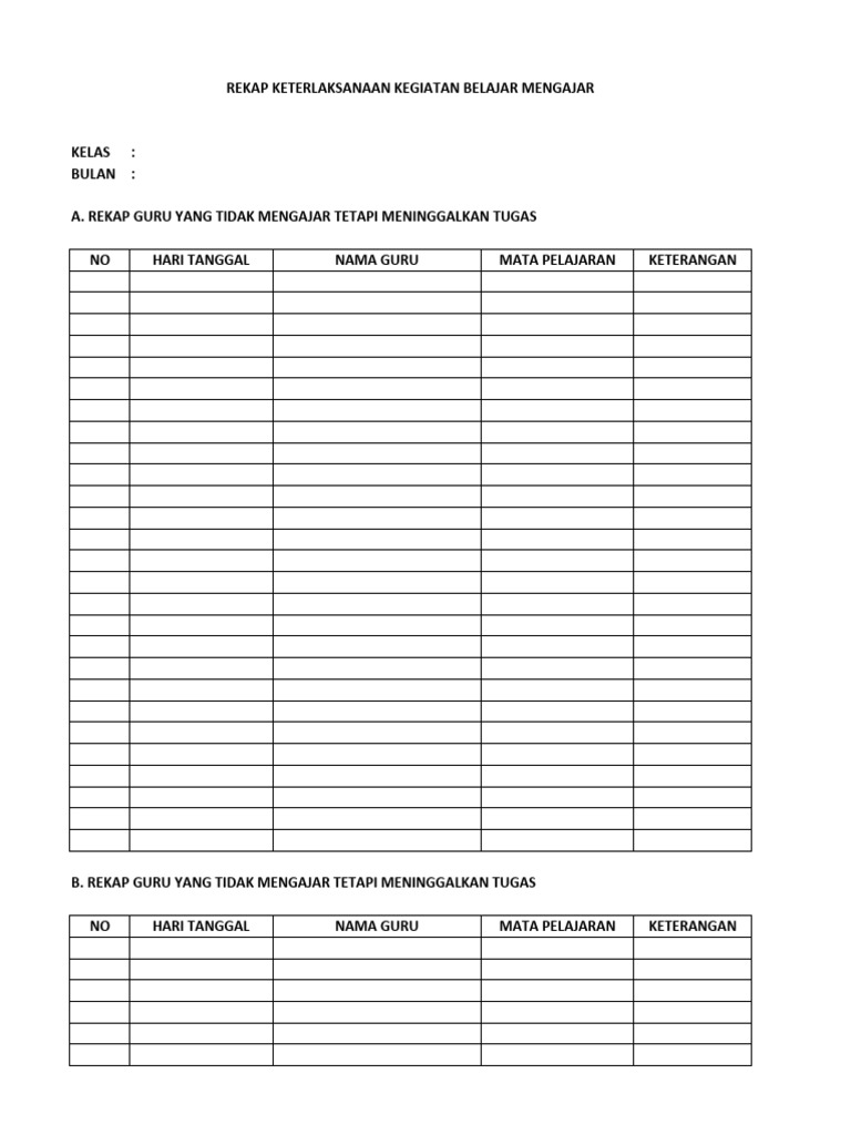 Rekap Kegiatan Belajar Mengajar | PDF