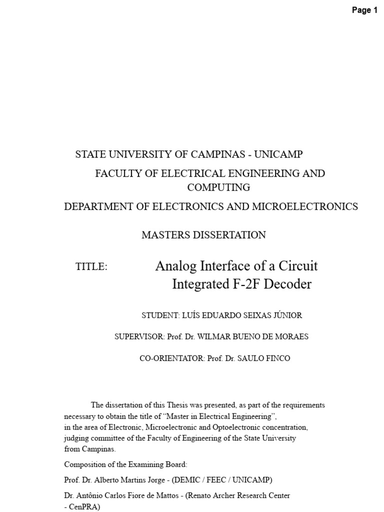 Analog Interface of An Integrated Circuit Decoder F-2F | PDF ...