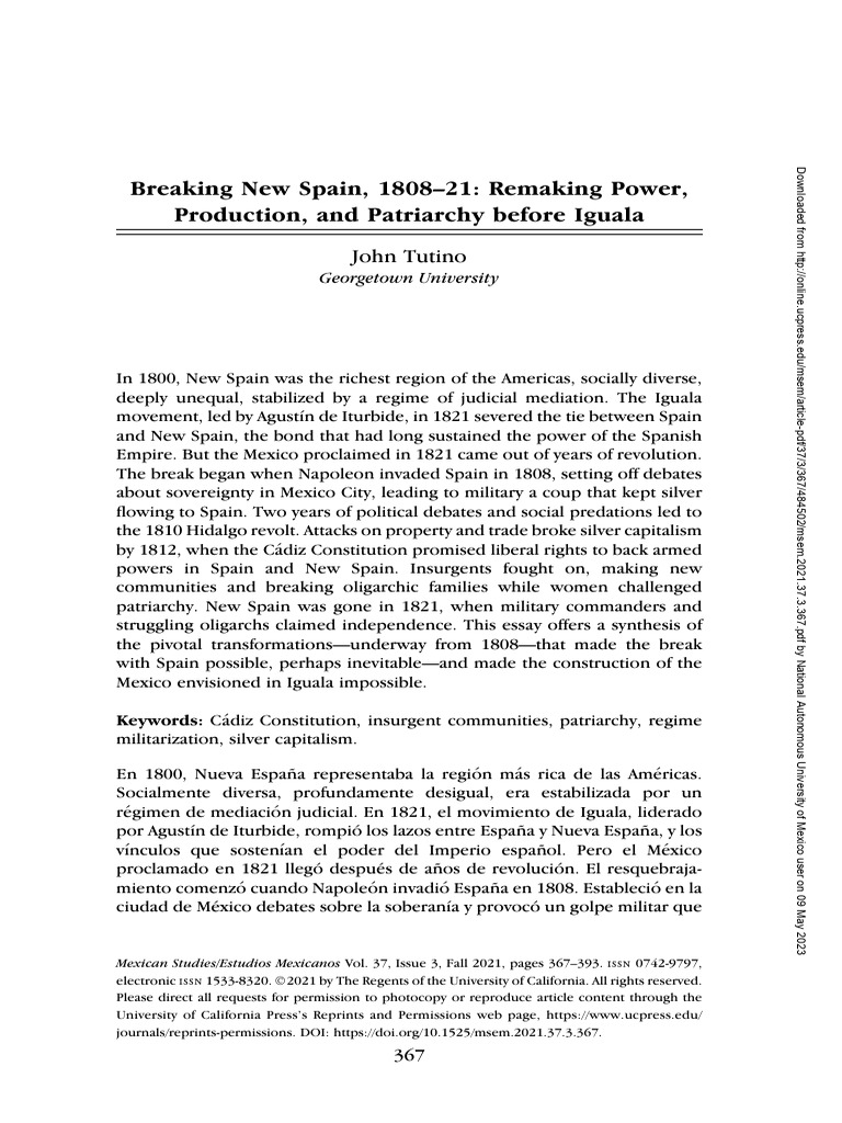 Breaking New Spain 1808-1821 | PDF | New Spain | Mexico