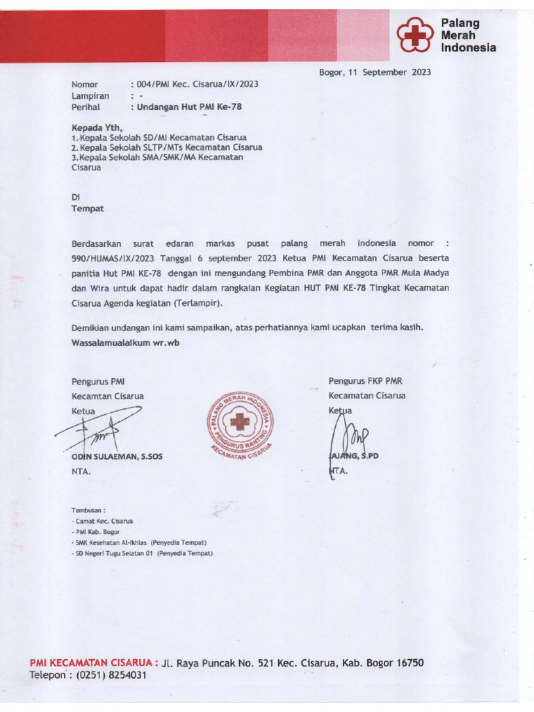 Undangan Hut Pmi Ke 73 Pdf