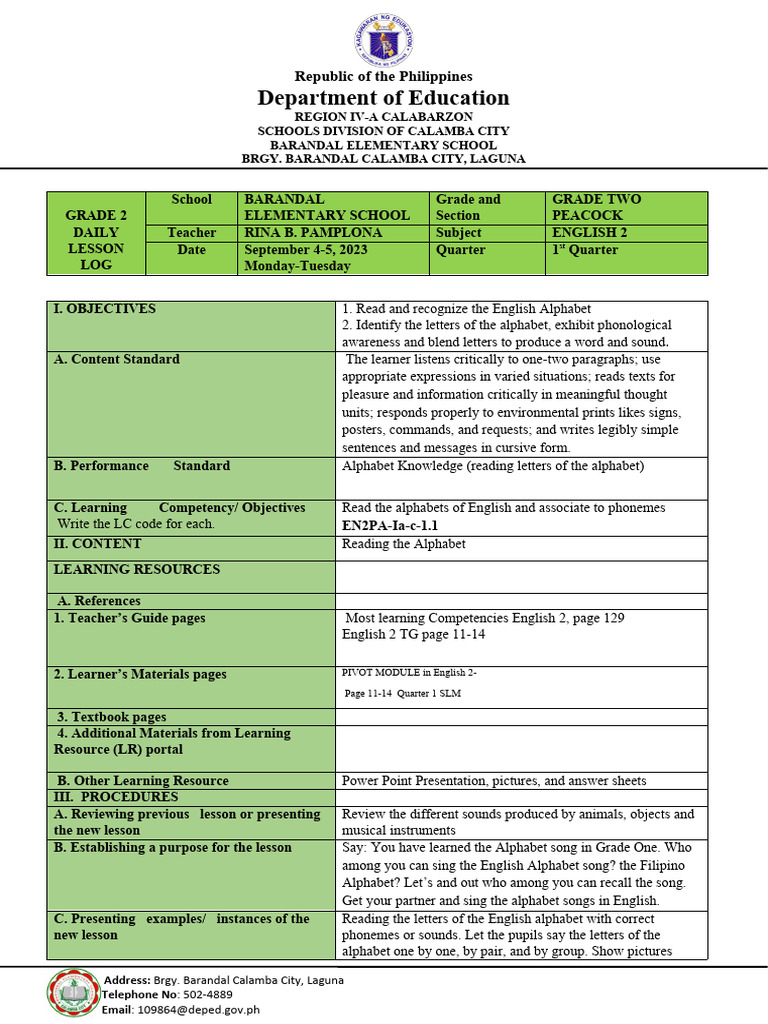 Dll-Q1w2-English 2 | PDF