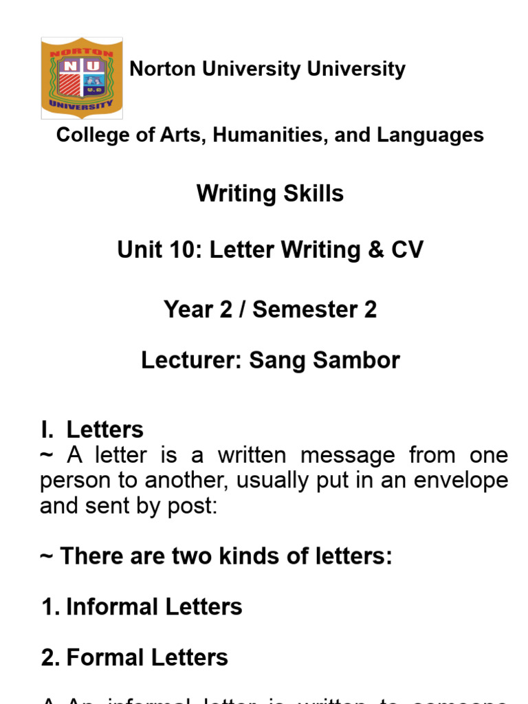 Letter Writing Techniques and CV Guide | PDF