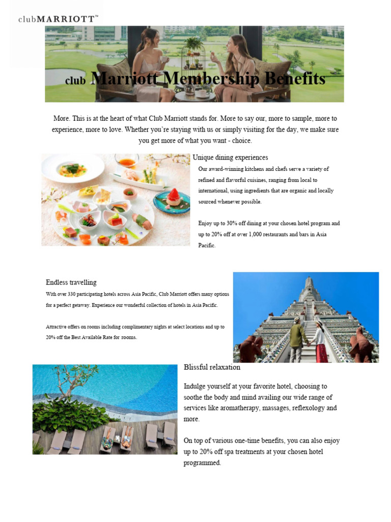 Club Marriott Membership Benefits Overview | PDF | Hotel | Restaurants