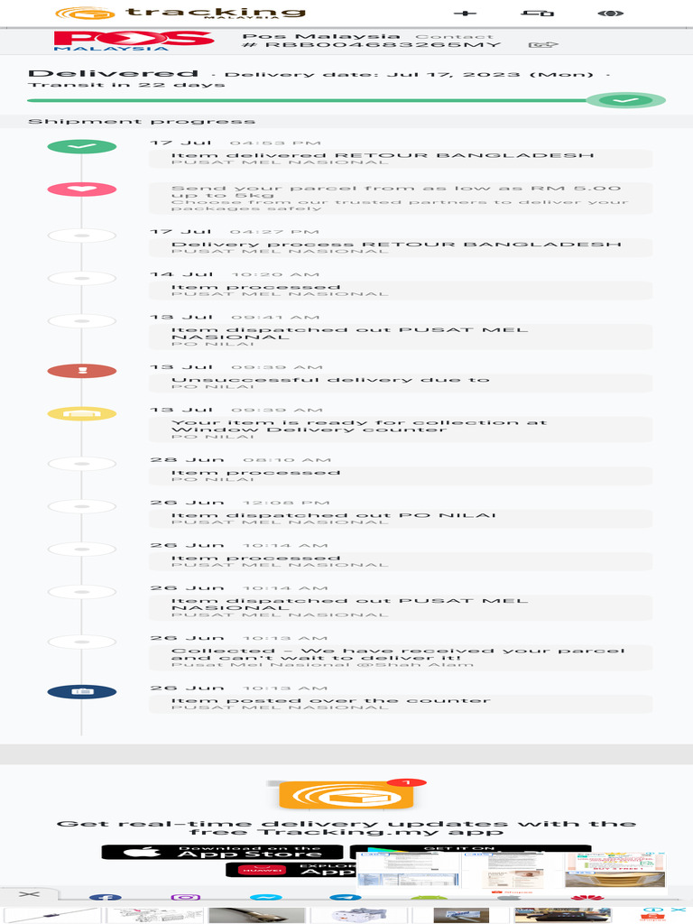#RBB004683265MY - Pos Malaysia - Tracking - My | PDF