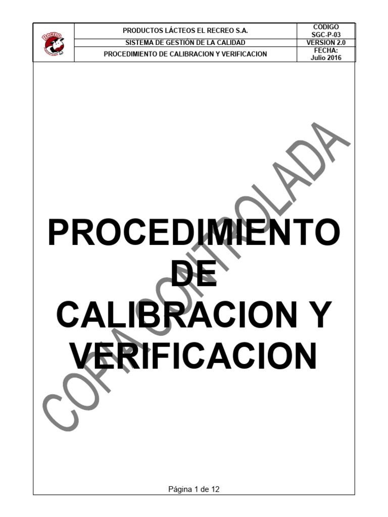 Procedimiento de Calibracion | PDF | Calibración | Medición