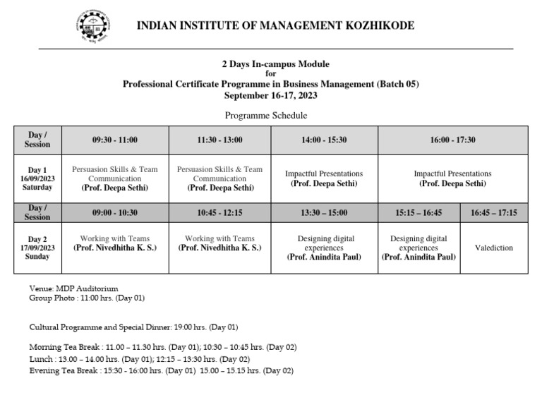 Programme Schedule | PDF