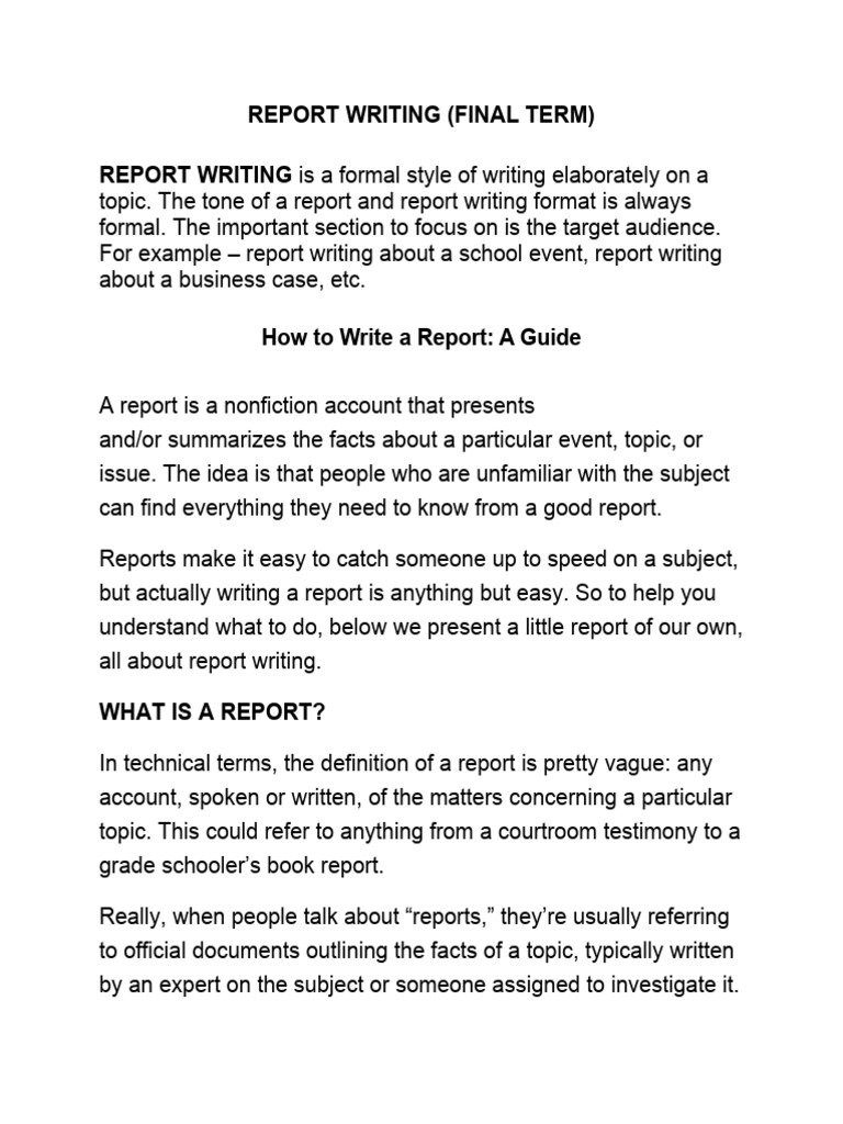 Report & Technical Writing Final Terms | PDF