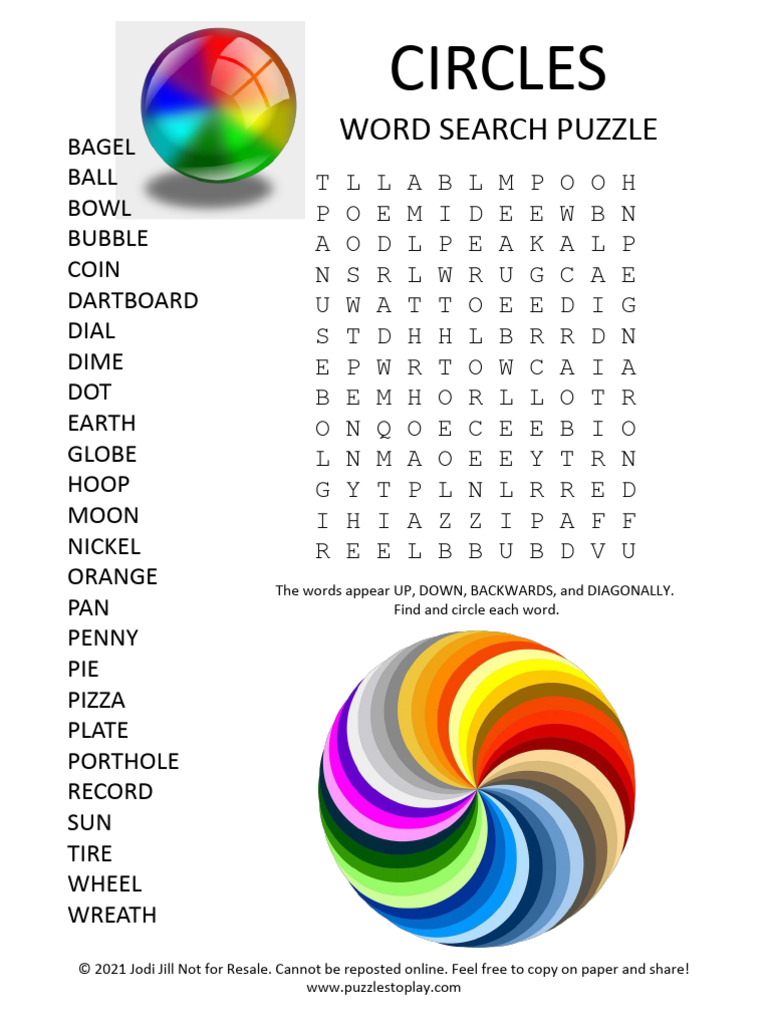 Circles Word Search Puzzle File | PDF