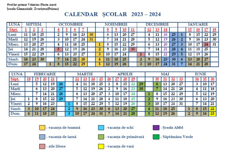 Calendar Scolar 2023 2024 | PDF
