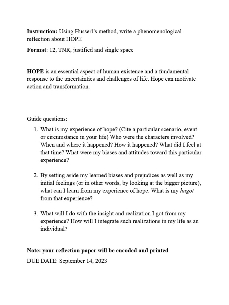 Phenomenological Reflection on Hope | PDF