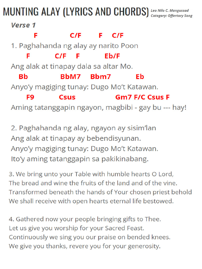 Chords Munting Alay | PDF