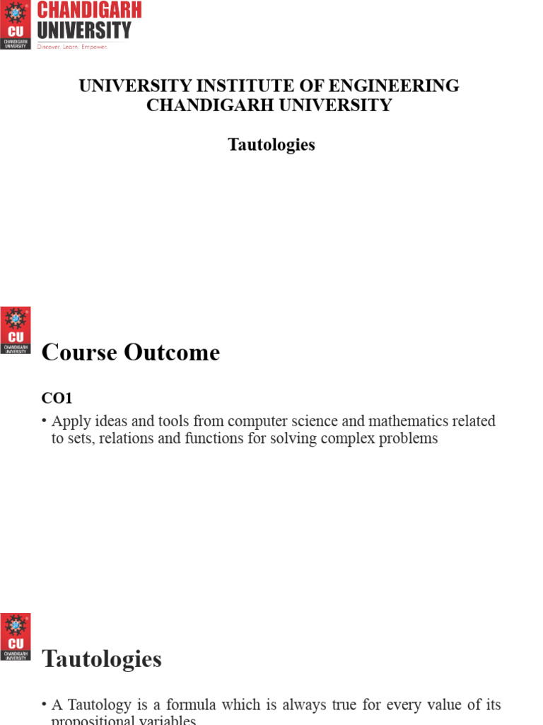 Tautologies (1 3 4) | PDF | Contradiction | Logical Expressions