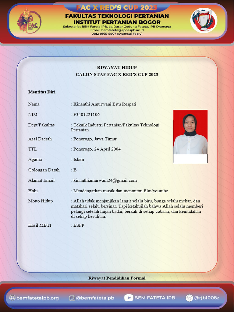 Format CV Calon Staff | PDF