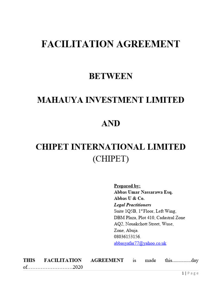 Facilitation Agreement - Chipet International Limited | PDF | Private ...