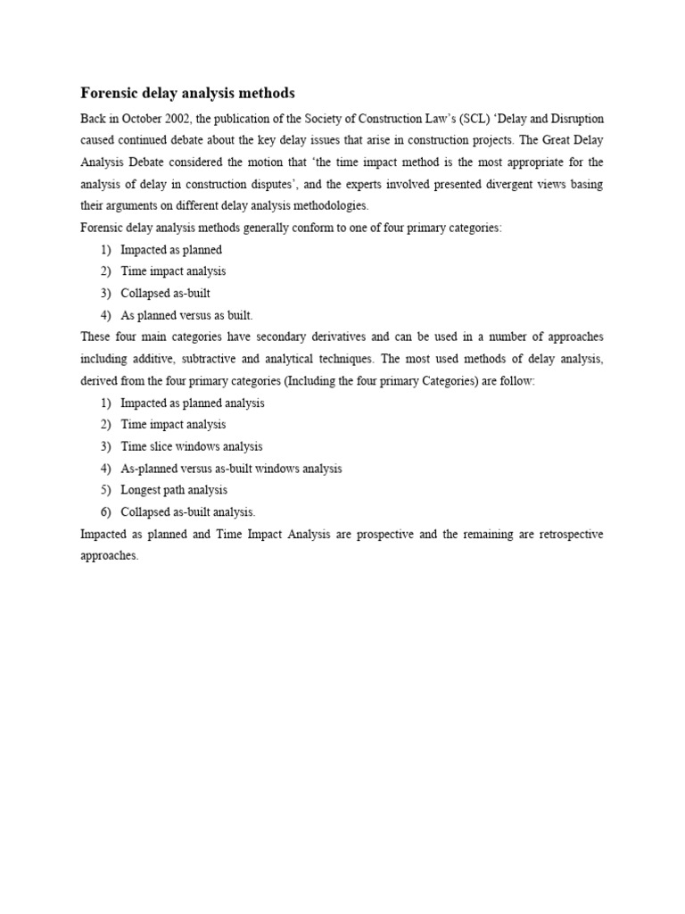 Forensic Delay Analysis Methods | PDF
