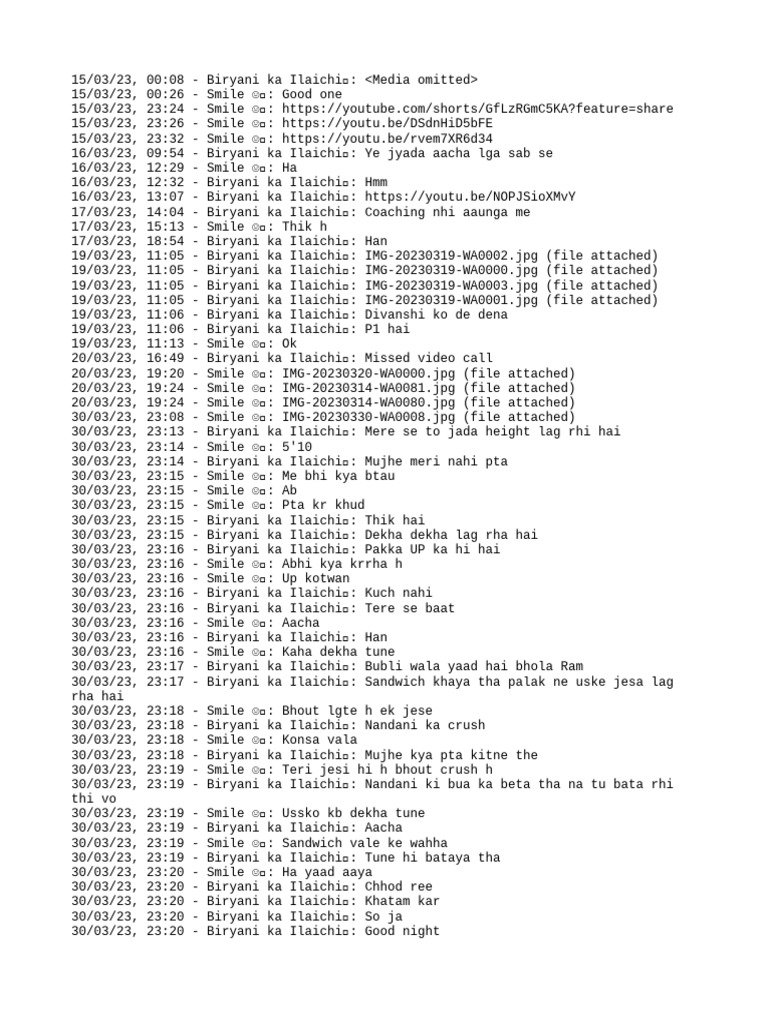 WhatsApp Chat With Biryani Ka Ilaichi? | PDF